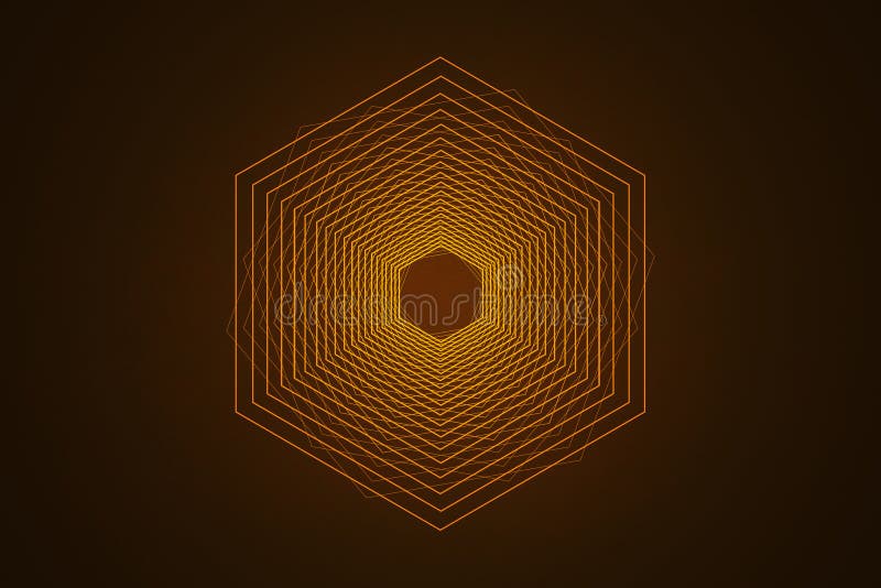 Orange Abstract Geometry Line Art Stock Illustration - Illustration of ...