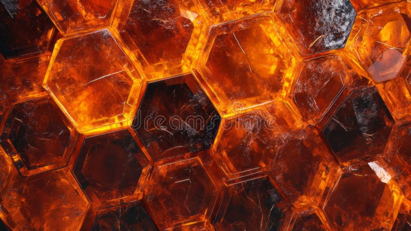 Orange Abstract Hexagon Geometric Surface. Hexagonal Grid Pattern Stock ...