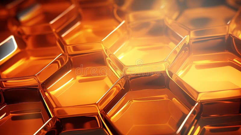 Orange Abstract Hexagon Geometric Surface. Hexagonal Grid Pattern Stock ...