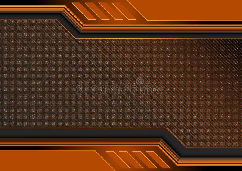 Orange Abstract Tech Background with Decorative Lines Stock Vector ...