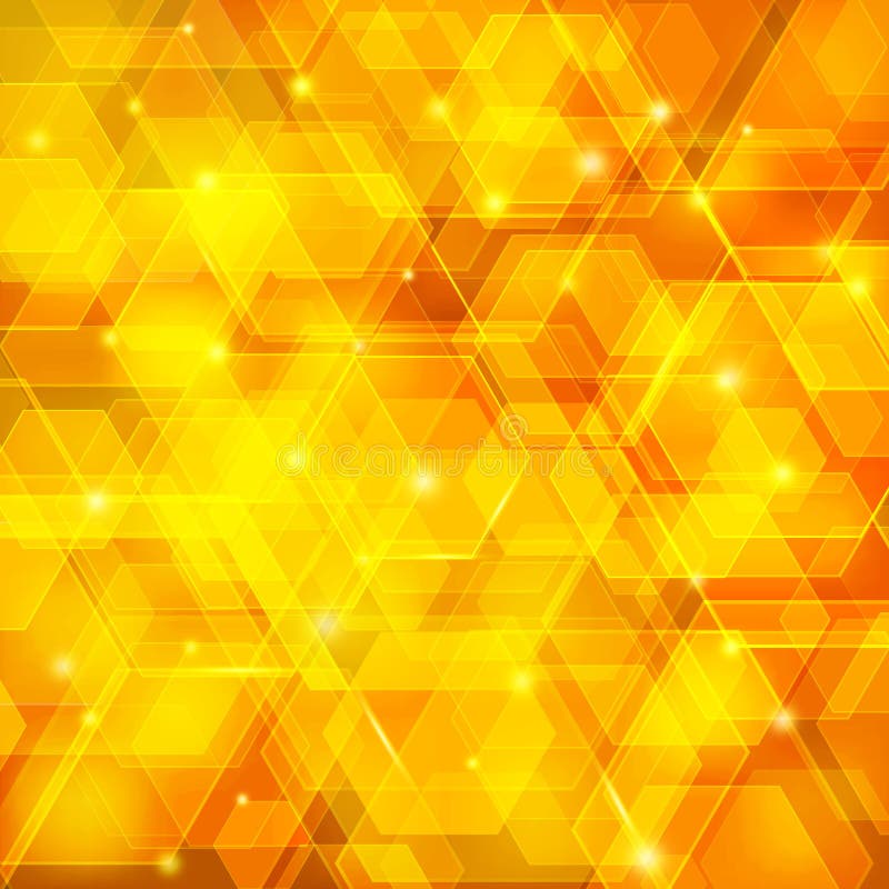 Orange Abstract Techno Background With Hexagons Stock Vector ...