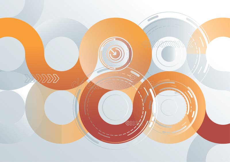 Orange Abstract Technology Circles Background Stock Vector ...