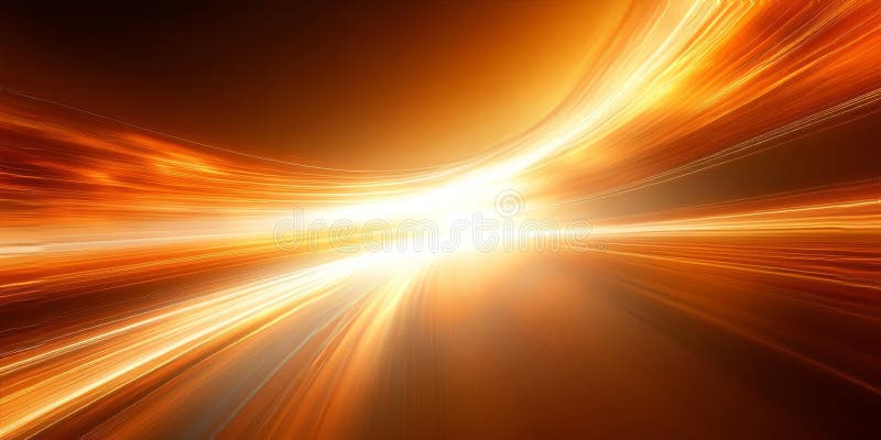 Orange Abstract Waves Streaming Lines, Converging on the Light Spot ...