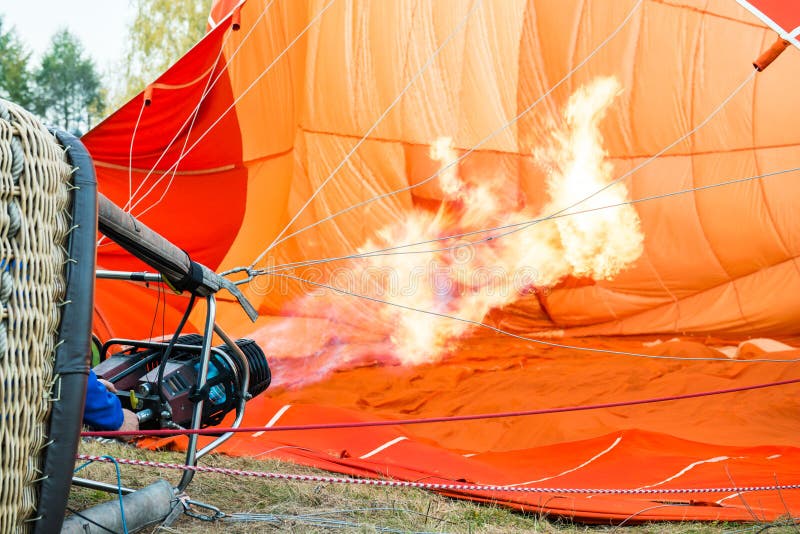 Orange air balloon fire stock image. Image of leisure - 46935227