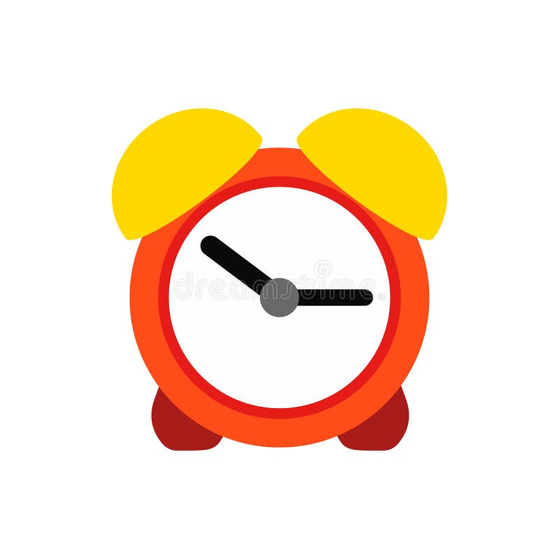 Orange Alarm Clock Icon, Flat Style Stock Vector - Illustration of ...