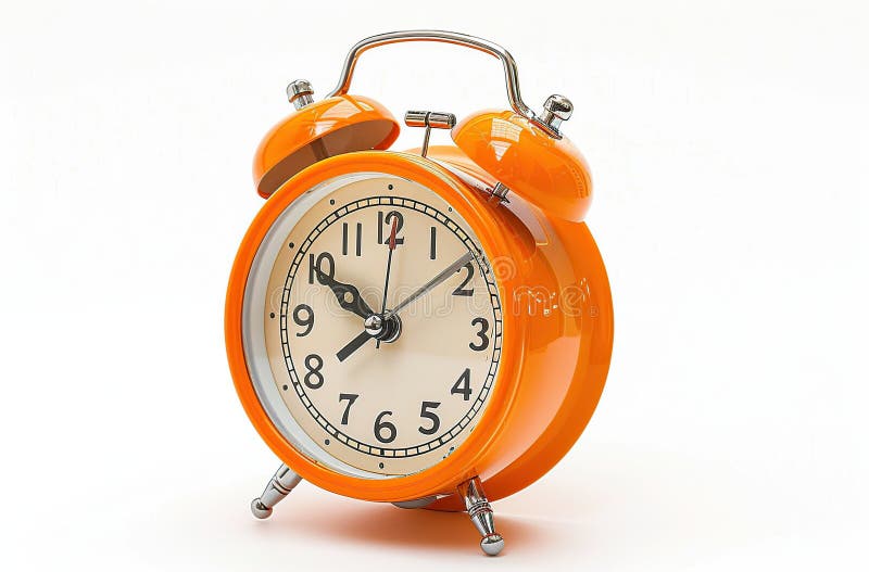 Orange Alarm Clock on White Background Stock Illustration ...