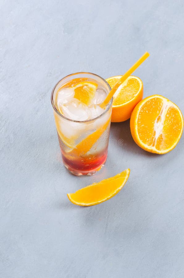 Orange Alcohol Cocktail with Orange Fruit Slice on Color Background ...