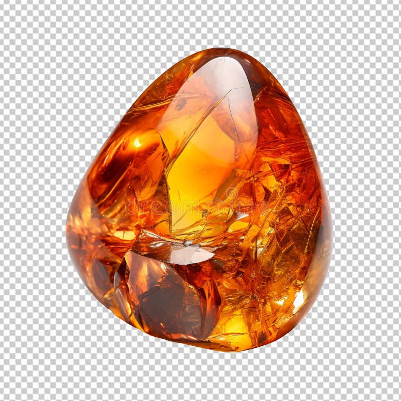Orange Amber Gemstone Isolated on Transparent Background Stock Image ...