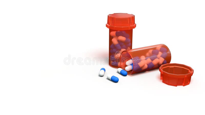 Orange American Medicine Box with White and Blue Capsules Inside ...