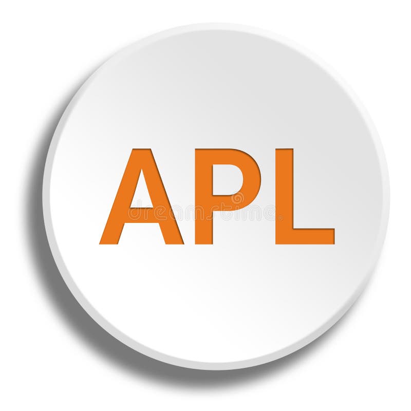 Orange APL in Round White Button with Shadow Stock Illustration ...