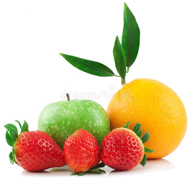 Orange, Apple, and Strawberry Stock Photo - Image of color, pile: 23351182