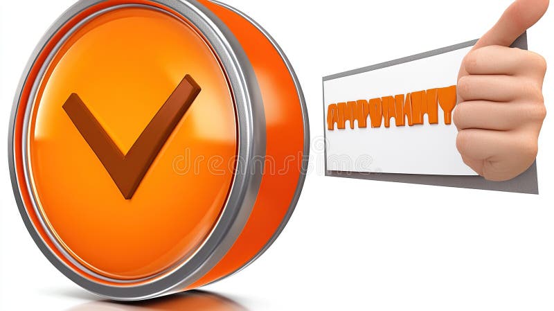 Orange Approval Button Thumbs-up Digital Confirmation Stock Photo ...