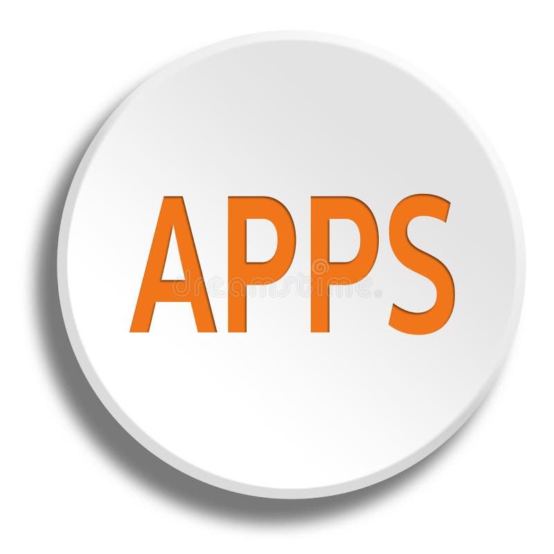 Orange Apps in Round White Button with Shadow Stock Illustration ...