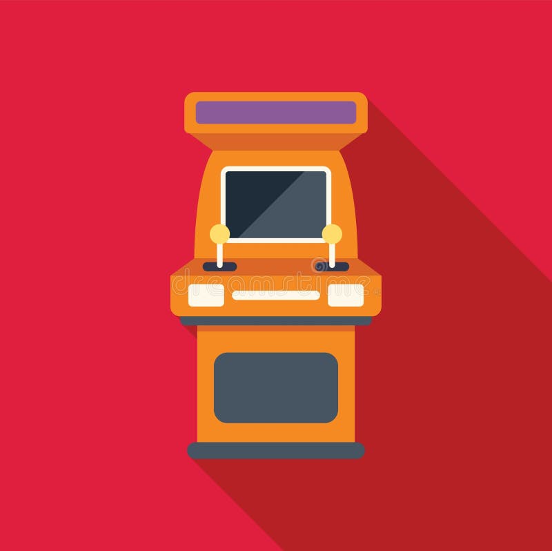 Orange Arcade Game Console Standing on Red Background Stock ...