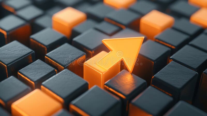 Orange Arrow Emerging from Black Cubes Symbolizes Innovation and ...