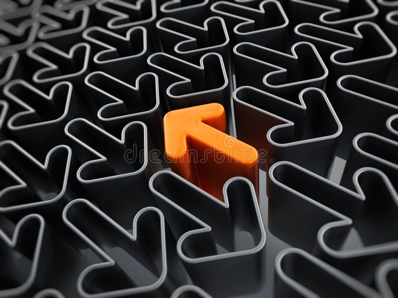 Orange Arrow Going through the Opposite Direction Stock Illustration ...