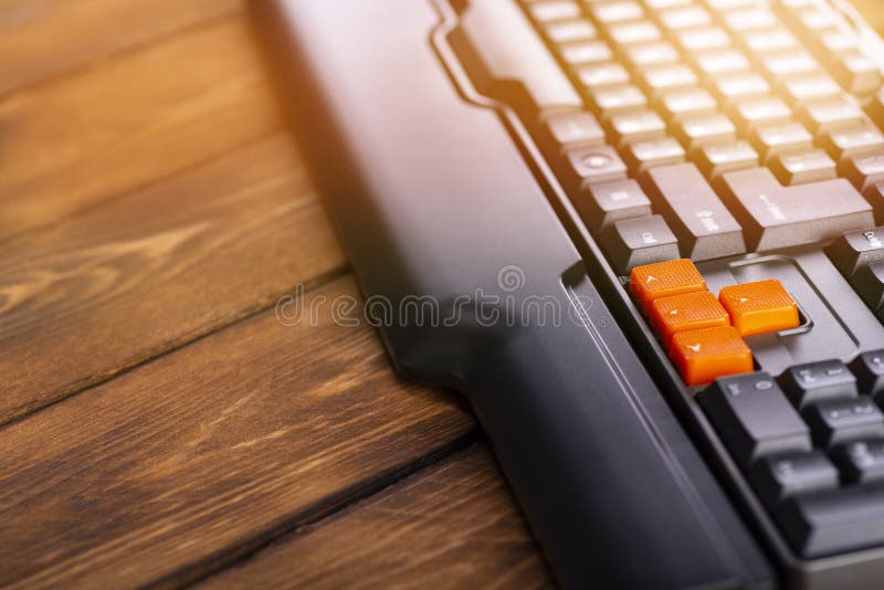 Orange Arrow Keys on a Black Keyboard, Up, Down, Left, Right Buttons on ...