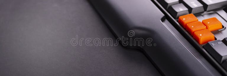 Orange Arrow Keys on a Black Keyboard, Up, Down, Left, Right Buttons on ...