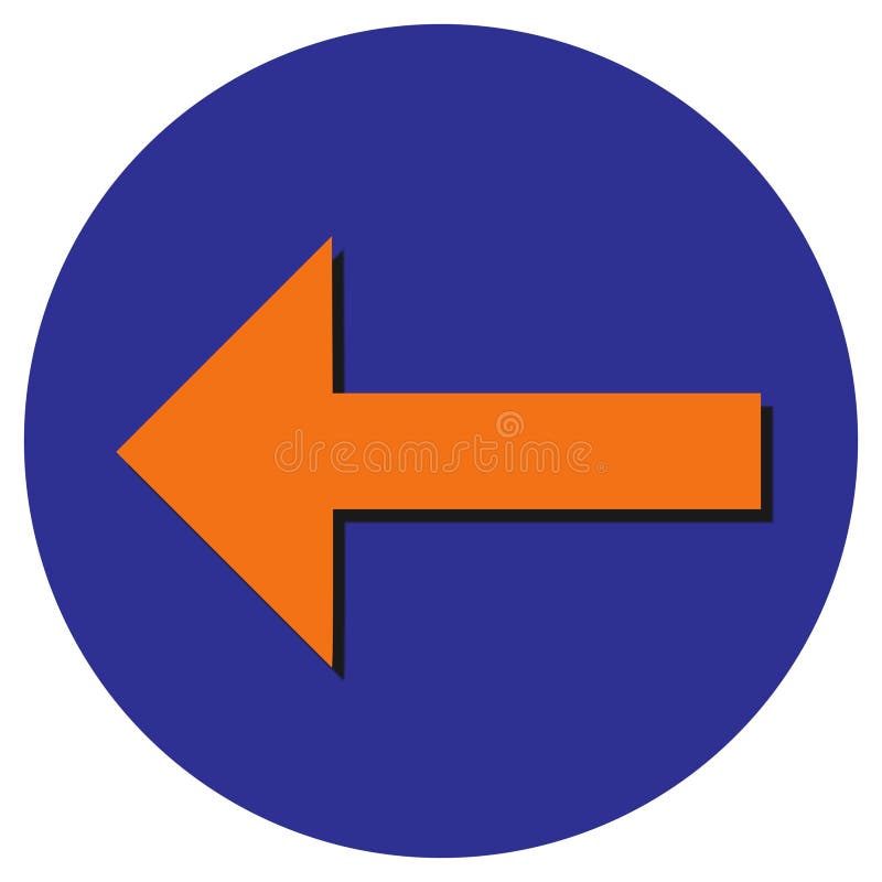 Orange Arrow Left on Dark Blue Background. Road Direction Sign Vector ...