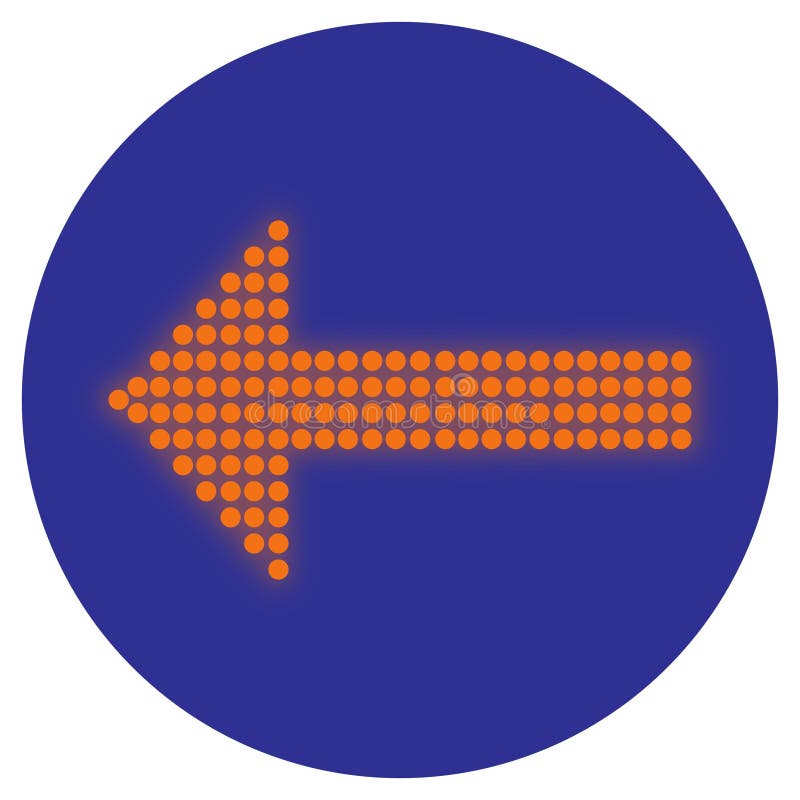 Orange Arrow Left Round Dot on Dark Blue Background. Road Direction ...