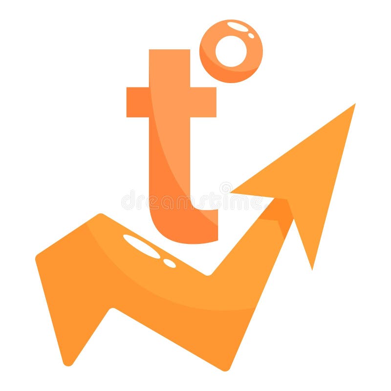 Orange Arrow Pointing Up Representing Growing Trend with Letter T Stock ...
