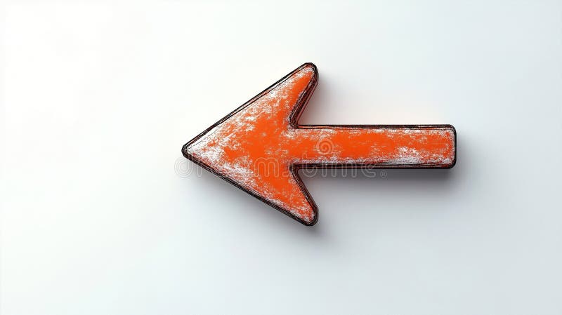 Orange Arrow Points Left on Plain White Background. Simple Graphic ...