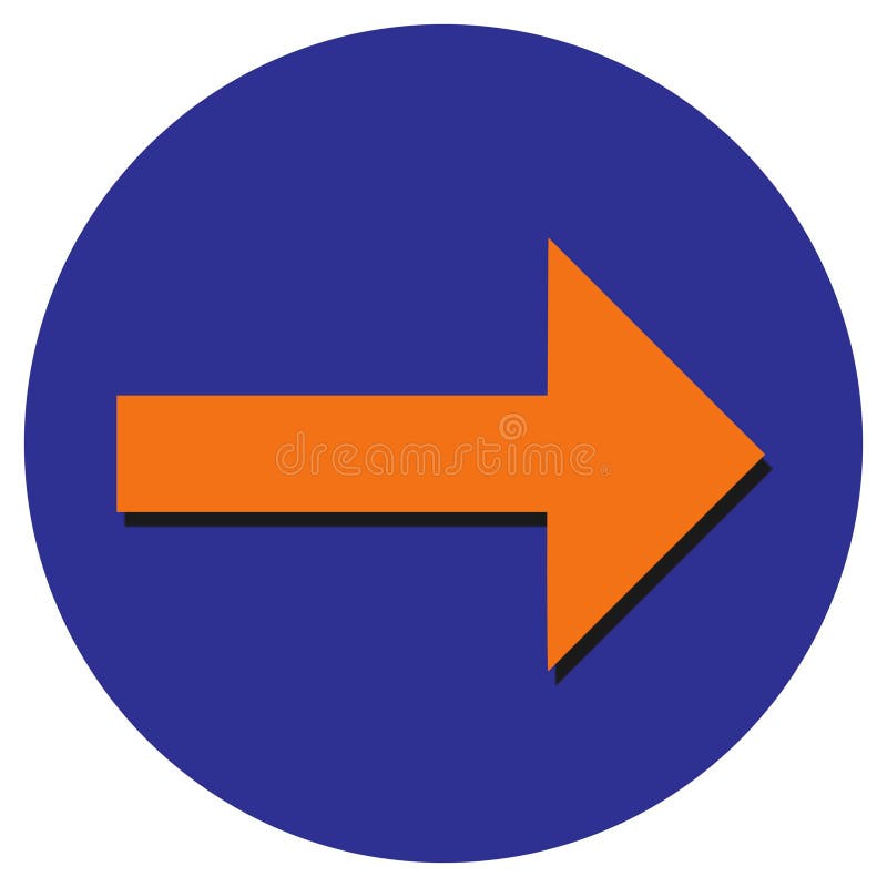 Orange Arrow Right on Dark Blue Background. Road Direction Sign Vector ...
