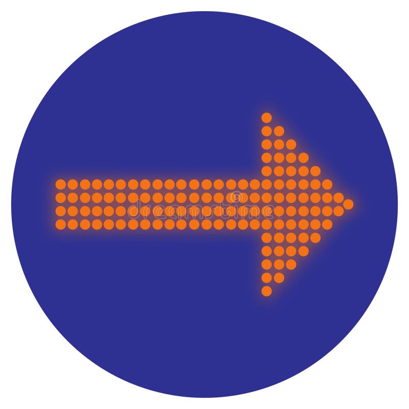 Orange Arrow Right Round Dot on Dark Blue Background. Road Direction ...