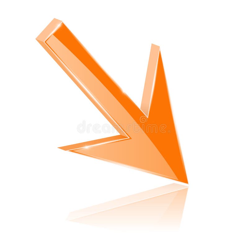 Orange Arrow. Shiny 3d Arrow with Reflection Stock Vector ...