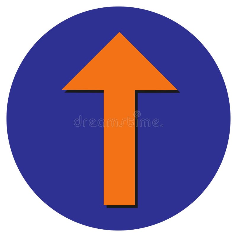 Orange Arrow Up on Dark Blue Background. Road Direction Sign Vector ...
