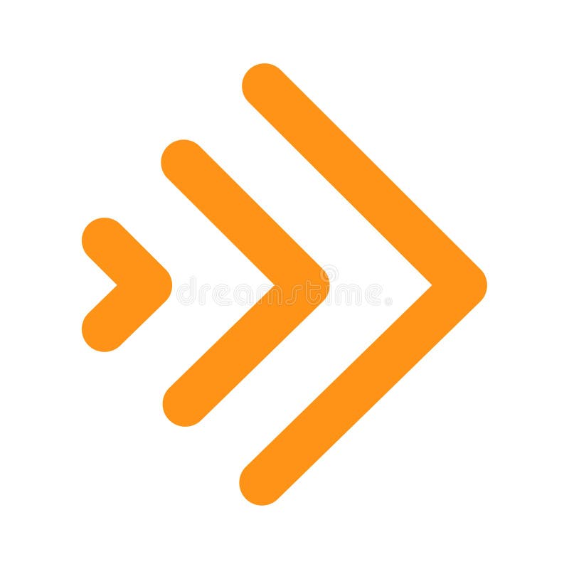 Orange Arrows Icon. Fast Forward Right Arrowhead. Vector Illustration ...