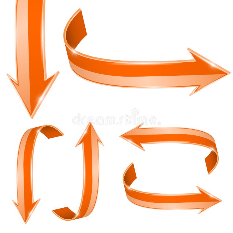 Orange 3d Arrows. Set of Shiny Straight Signs Stock Vector ...