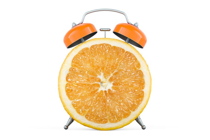 Orange As Alarm Clock, 3D Rendering Stock Illustration - Illustration ...