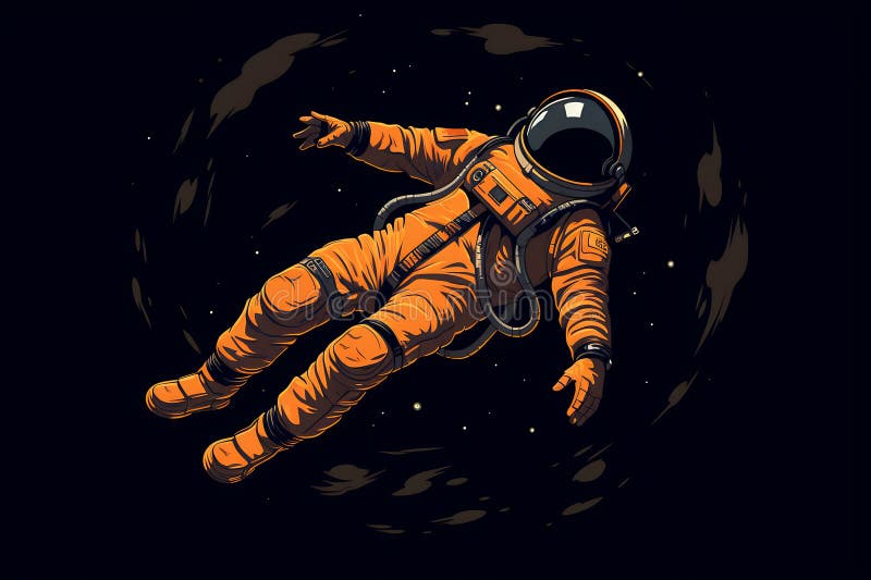 Orange Astronaut Floating in Space Stock Photo - Image of void, astral ...