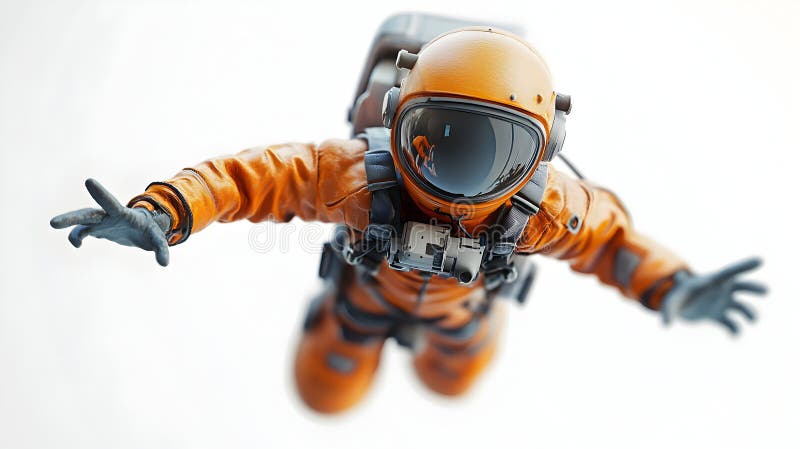 Orange Astronaut in Freefall Stock Image - Image of fiction, floating ...