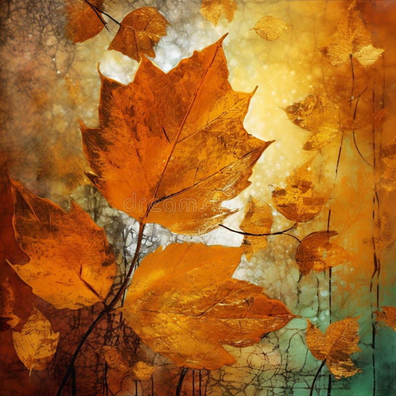 Orange Autumn Leaves Fall Leaf Poster Design Background Generative Ai ...