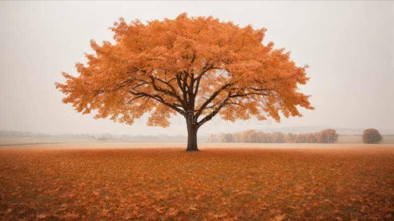 Orange Autumn Tree Isolated on White, Orange Autumn Maple Tree Isolated ...