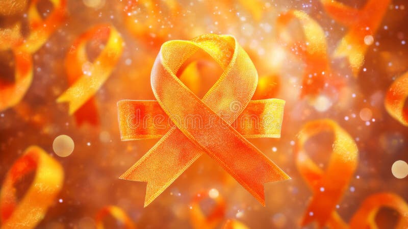 Orange Awareness Ribbon Symbol Hope and Support Stock Illustration ...