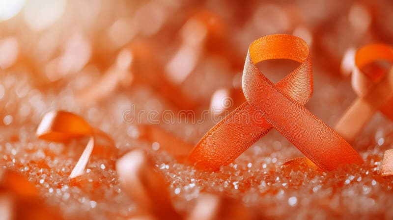 Orange Awareness Ribbons on Glittery Surface Stock Illustration ...