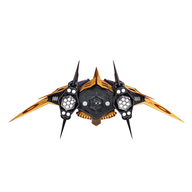 Spaceship Exterior on an Isolated White Background, 3D Illustration, 3D ...