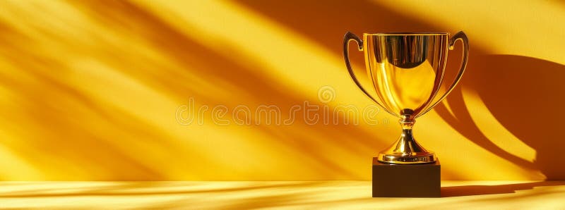 An Orange Backdrop Displays a Gold Trophy Cup with Achievement and ...