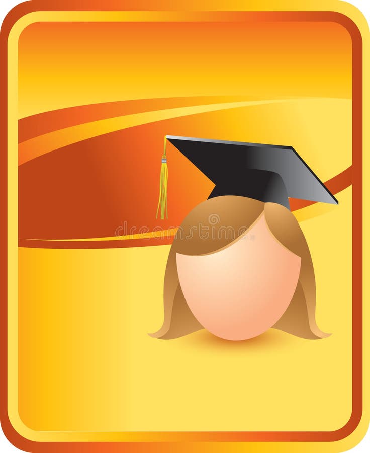 Orange Backdrop Female Graduate Stock Vector - Illustration of ...