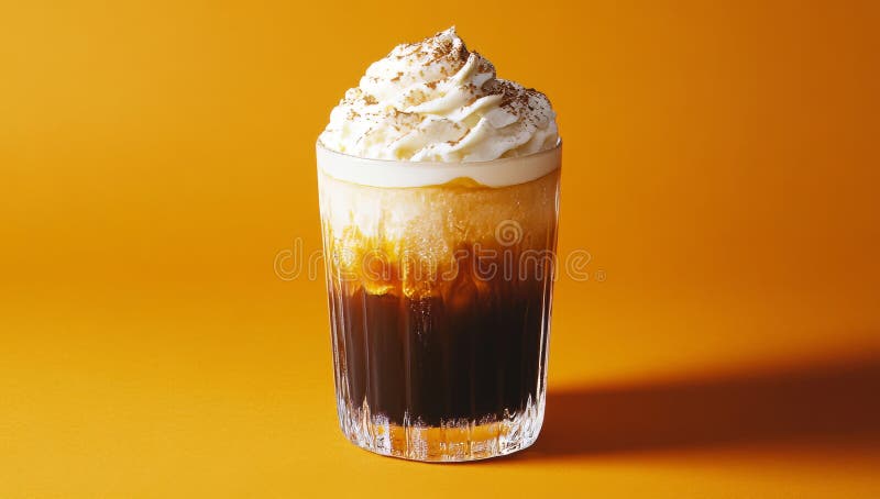 An Orange Background with a Cold Root Beer Float and Vanilla Ice Cream ...