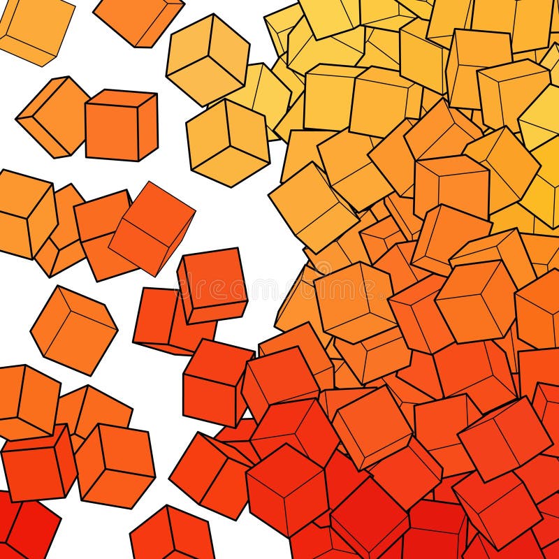Abstract Red and Orange Cubes Element Background. Overlapping Geometry Design. Modern Simple ...