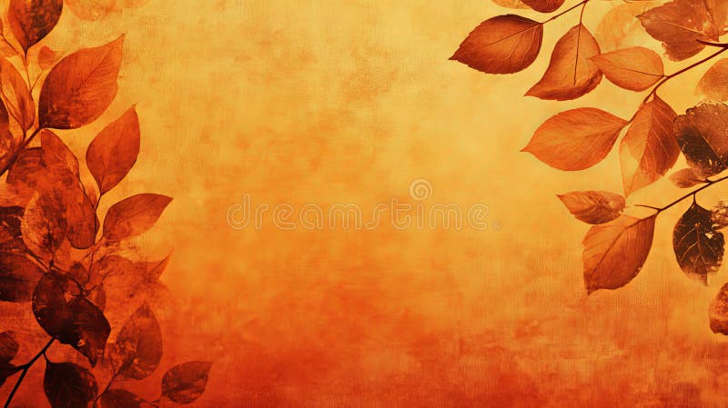 Orange Background with a Faded Leaf Pattern and a Large Central Copy ...