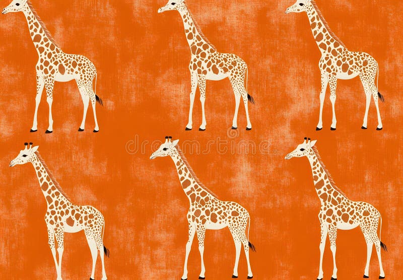 Orange Background Giraffe Pattern Fabric Texture Stock Illustration ...