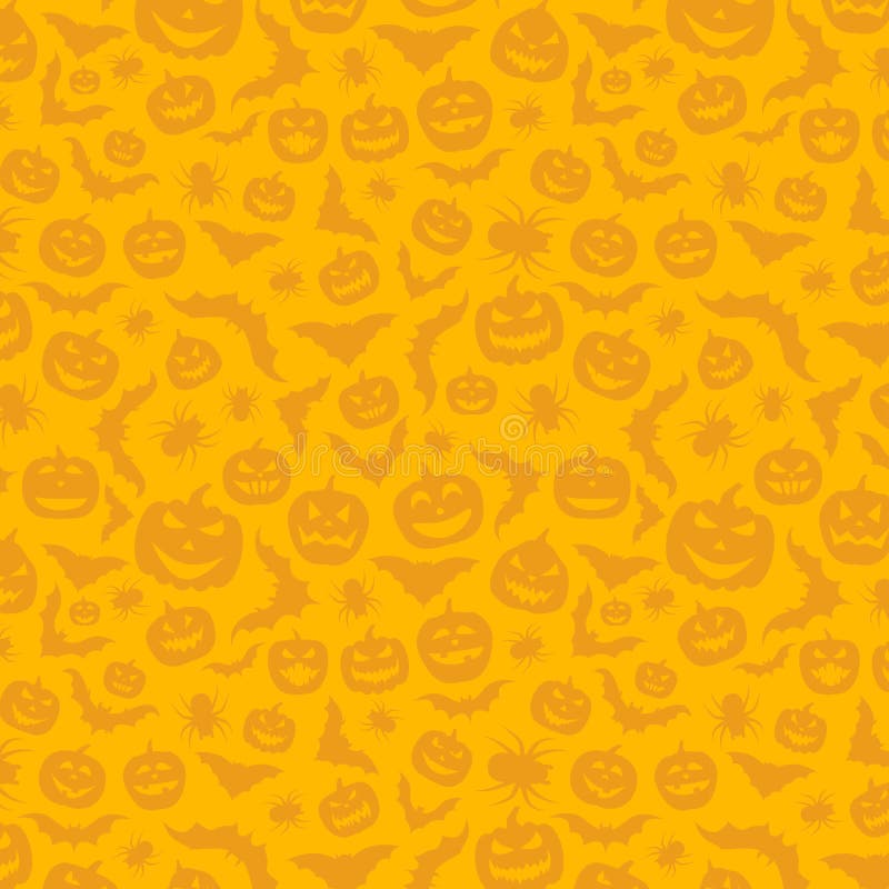 Orange Background with Halloween Pattern. Stock Vector - Illustration ...