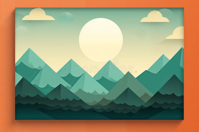 An Orange Background with Mountains in the Distance Stock Illustration ...