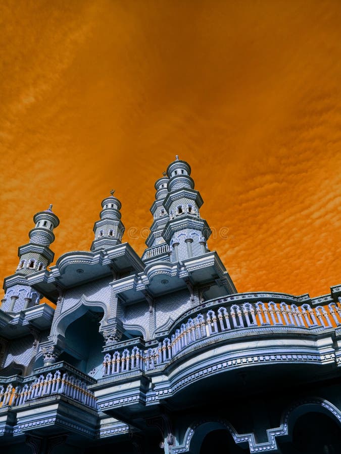 The Orange Background with the Object of the Mosque Building Looks ...