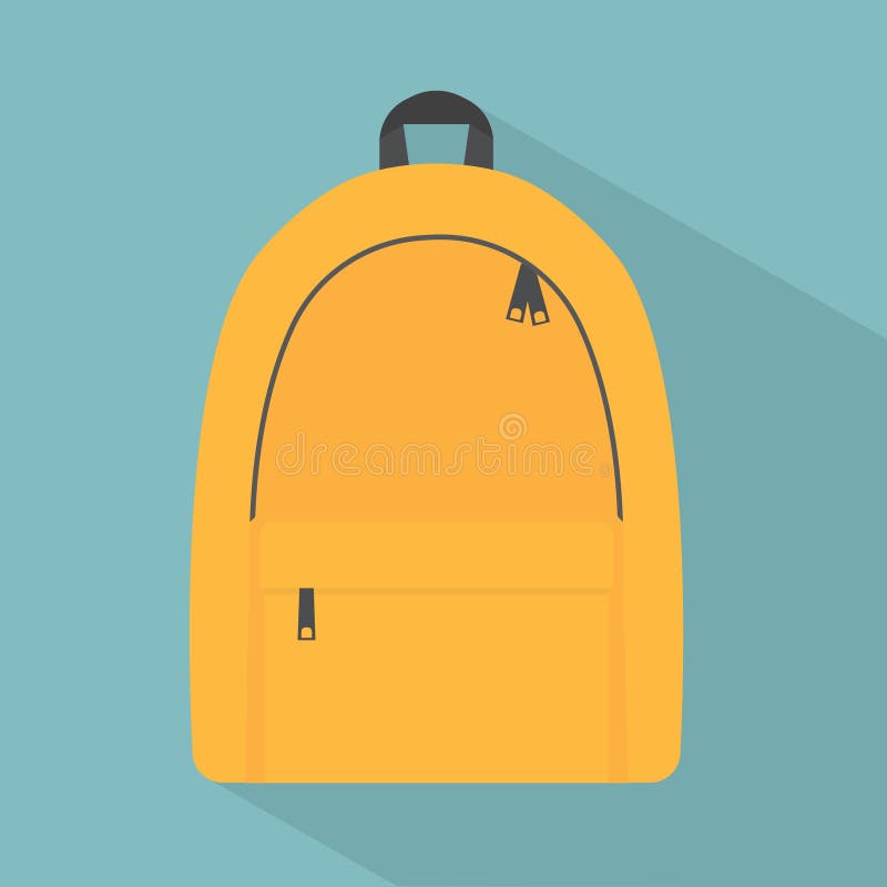 Orange backpack icon stock vector. Illustration of school - 228652253